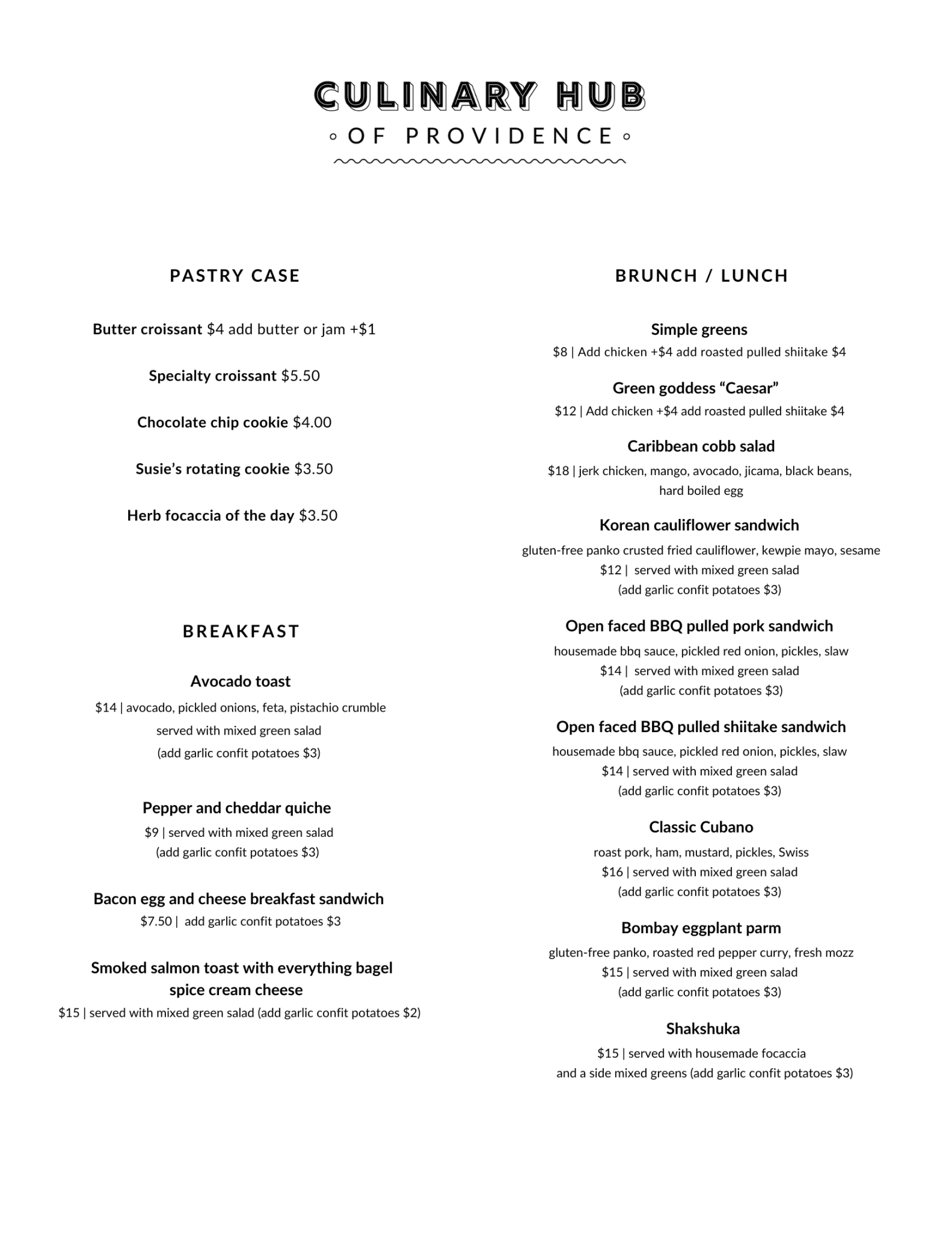 Menu - Full of Local & Global Flavors - CHOP