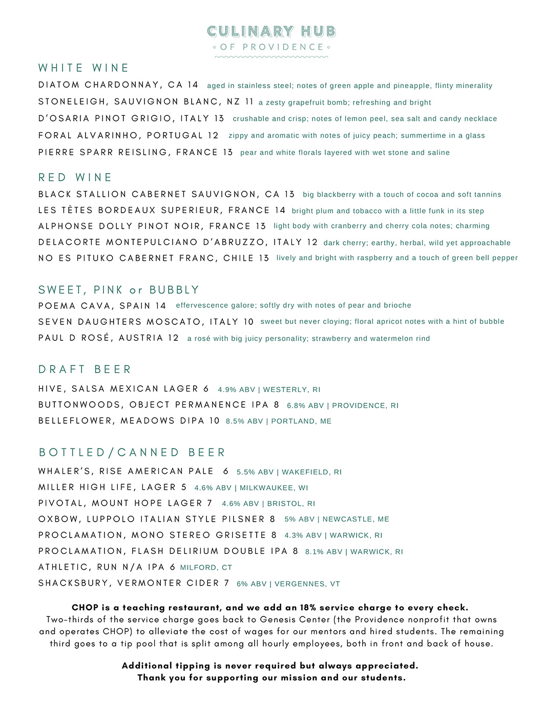 Menu - Full of Local & Global Flavors - CHOP