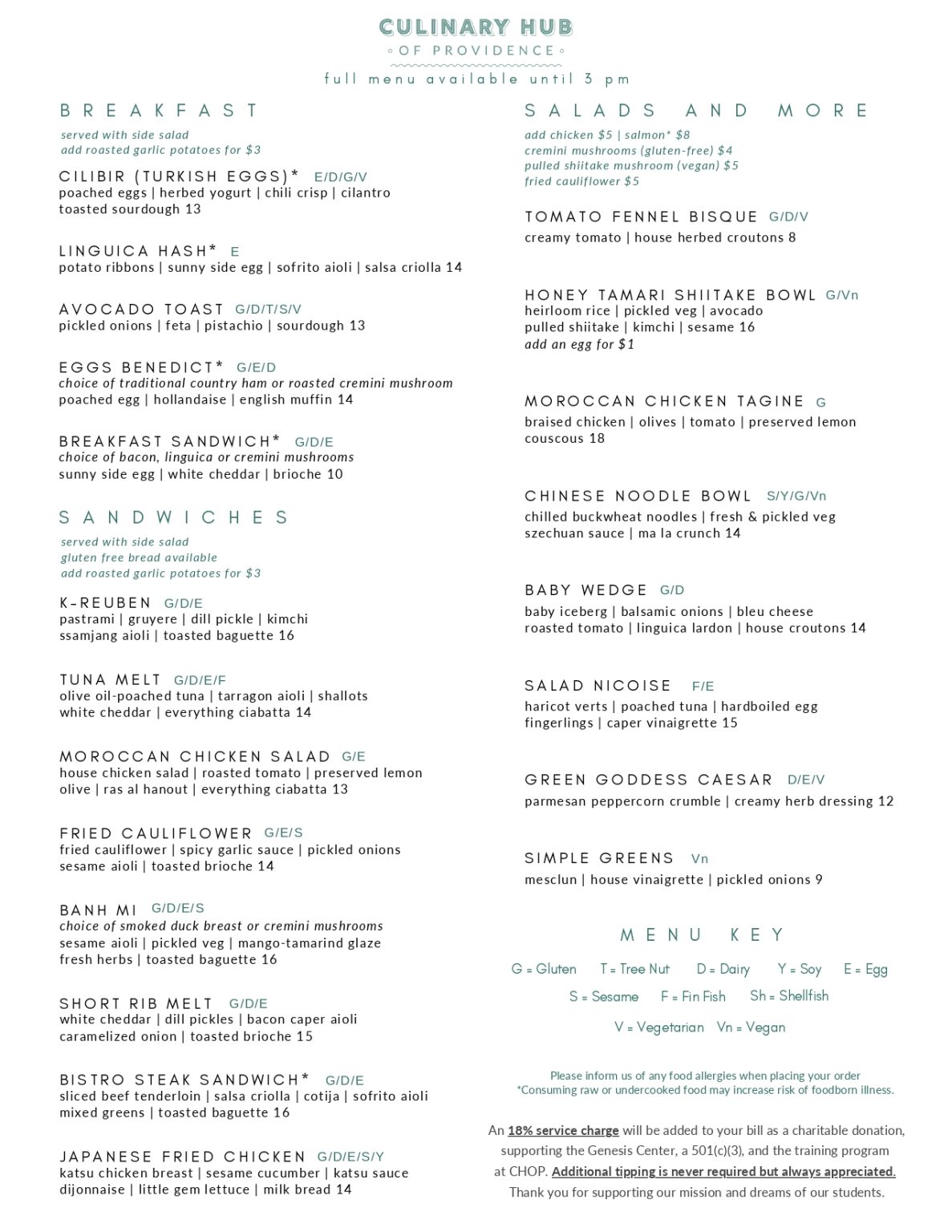 Menu - Full of Local & Global Flavors - CHOP