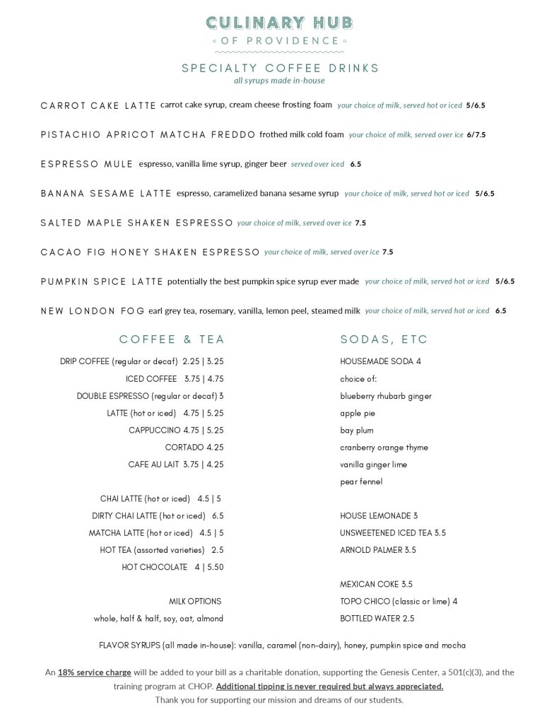 Menu - Full of Local & Global Flavors - CHOP