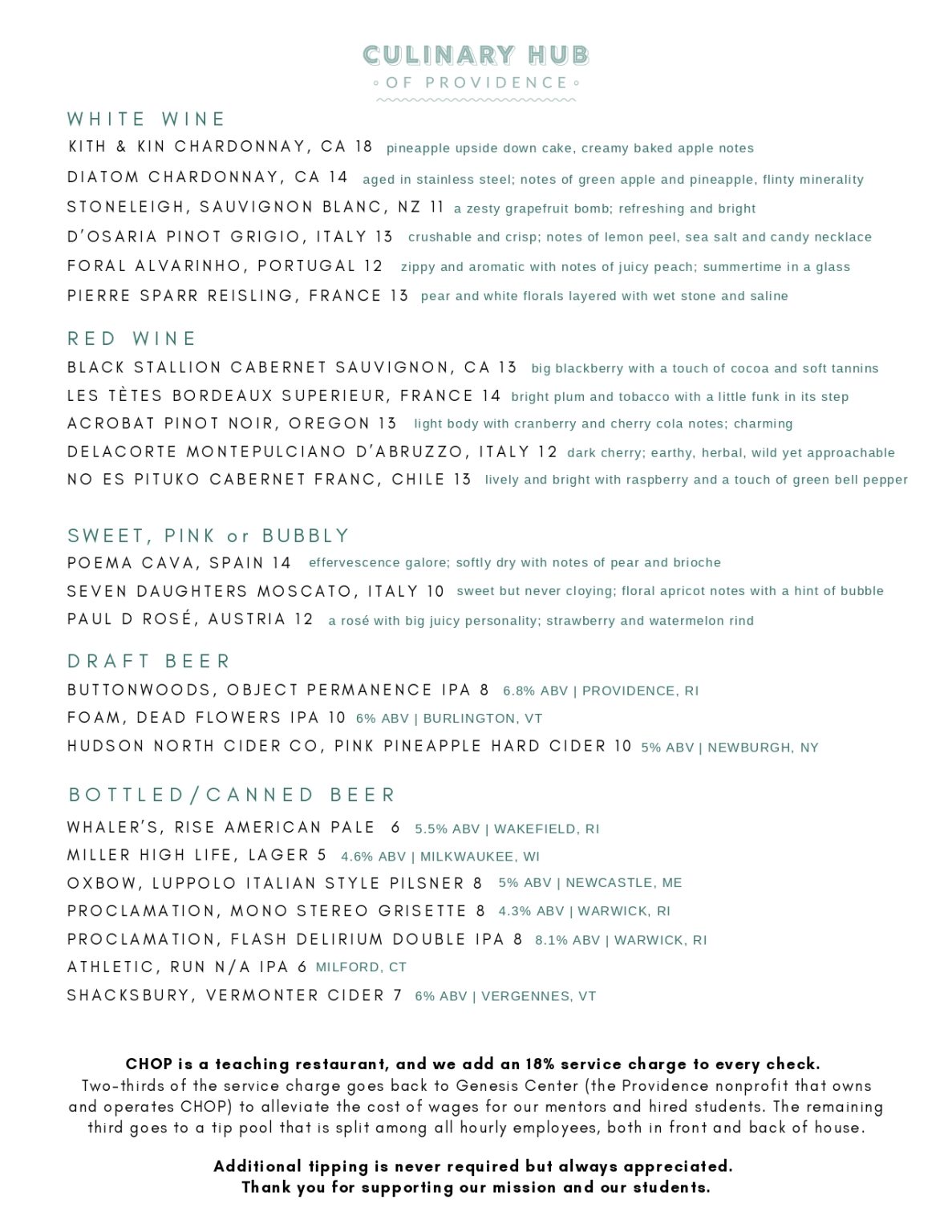 Menu - Full of Local & Global Flavors - CHOP